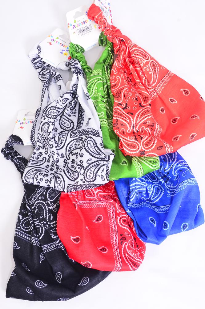 Headband Turban Wide Cotton Stretchy Bandana Pattern Mix Multi / DZ ...