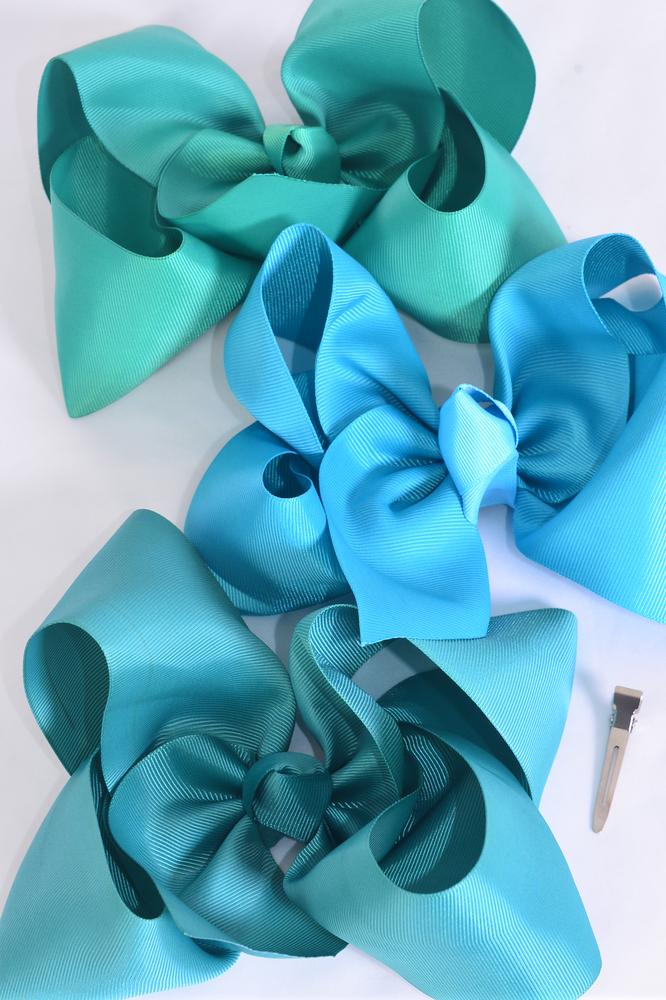 Hair Bow Extra Jumbo Cheer Type Bow Teal Green Mix Grosgrain Bow-tie ...