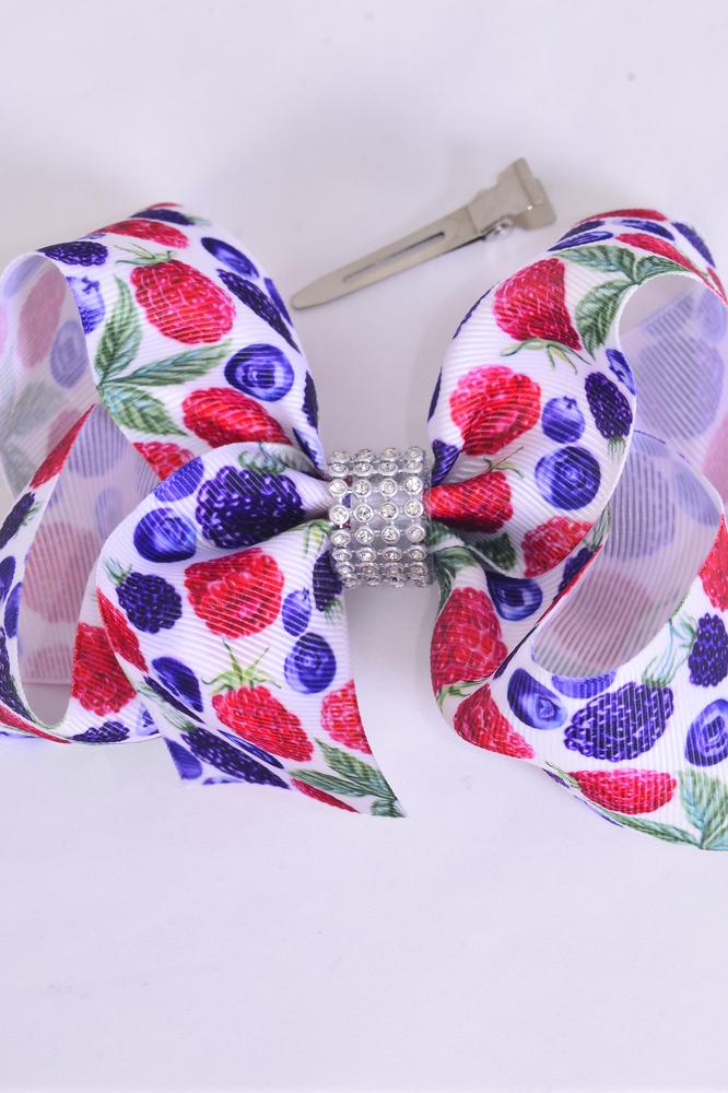 Hair Bow Jumbo Raspberry Blackberry Blueberry Mix Grosgrain Bow-tie ...
