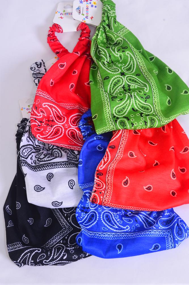 Headband Turban Wide Cotton Stretchy Bandana Pattern Mix Multi / DZ ...