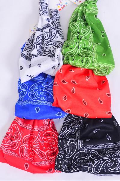 Headband Turban Wide Cotton Stretchy Bandana Pattern Mix Multi / DZ ...