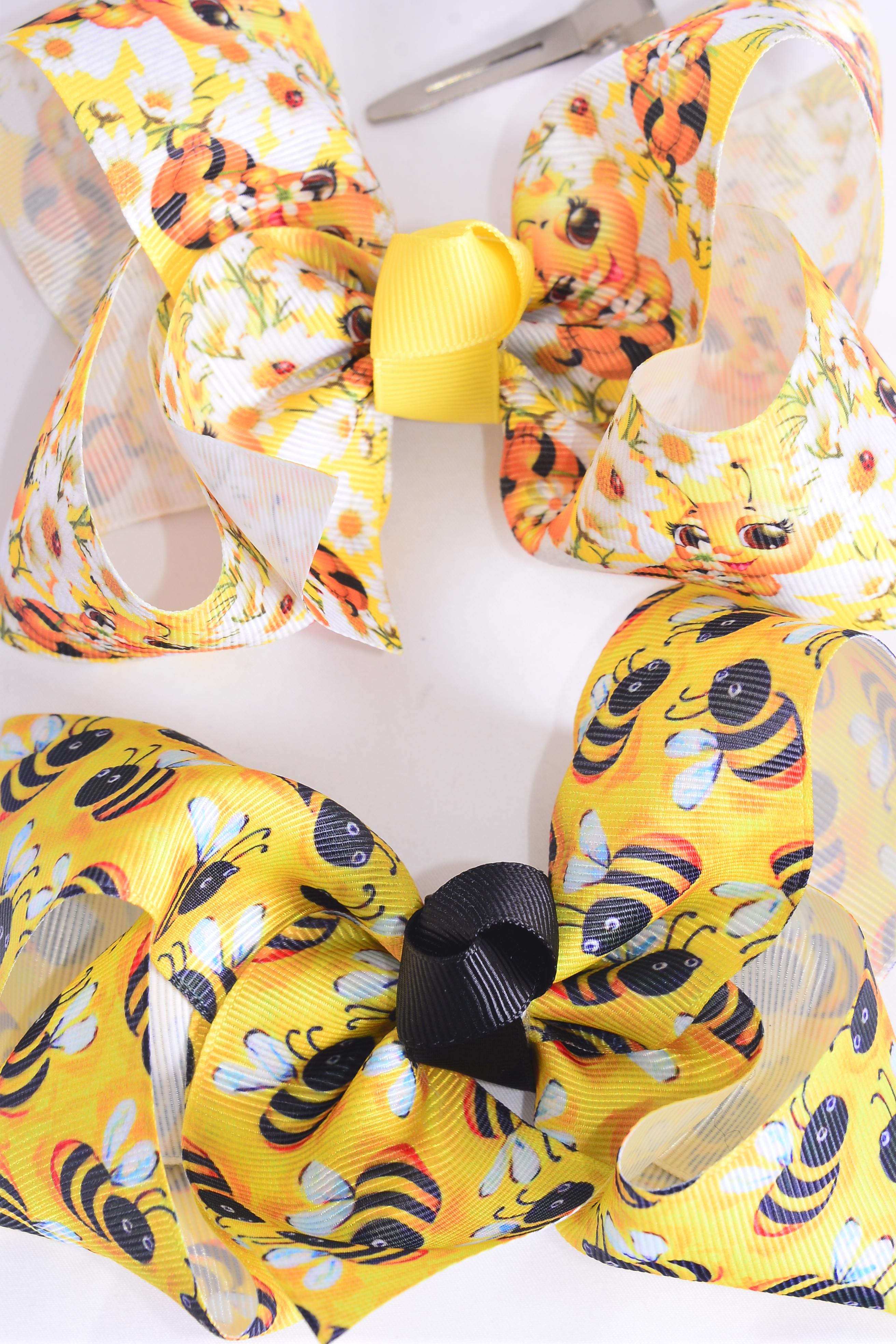 Hair Bow Jumbo Cute Honey Bees Mix Grosgrain Bow-tie / 12 pcs Bow ...