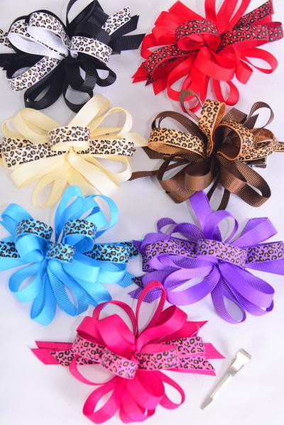 Hair Bow Loop Bow Leopard Print Grosgrain Bow / 12 pcs Bow = Dozen ...
