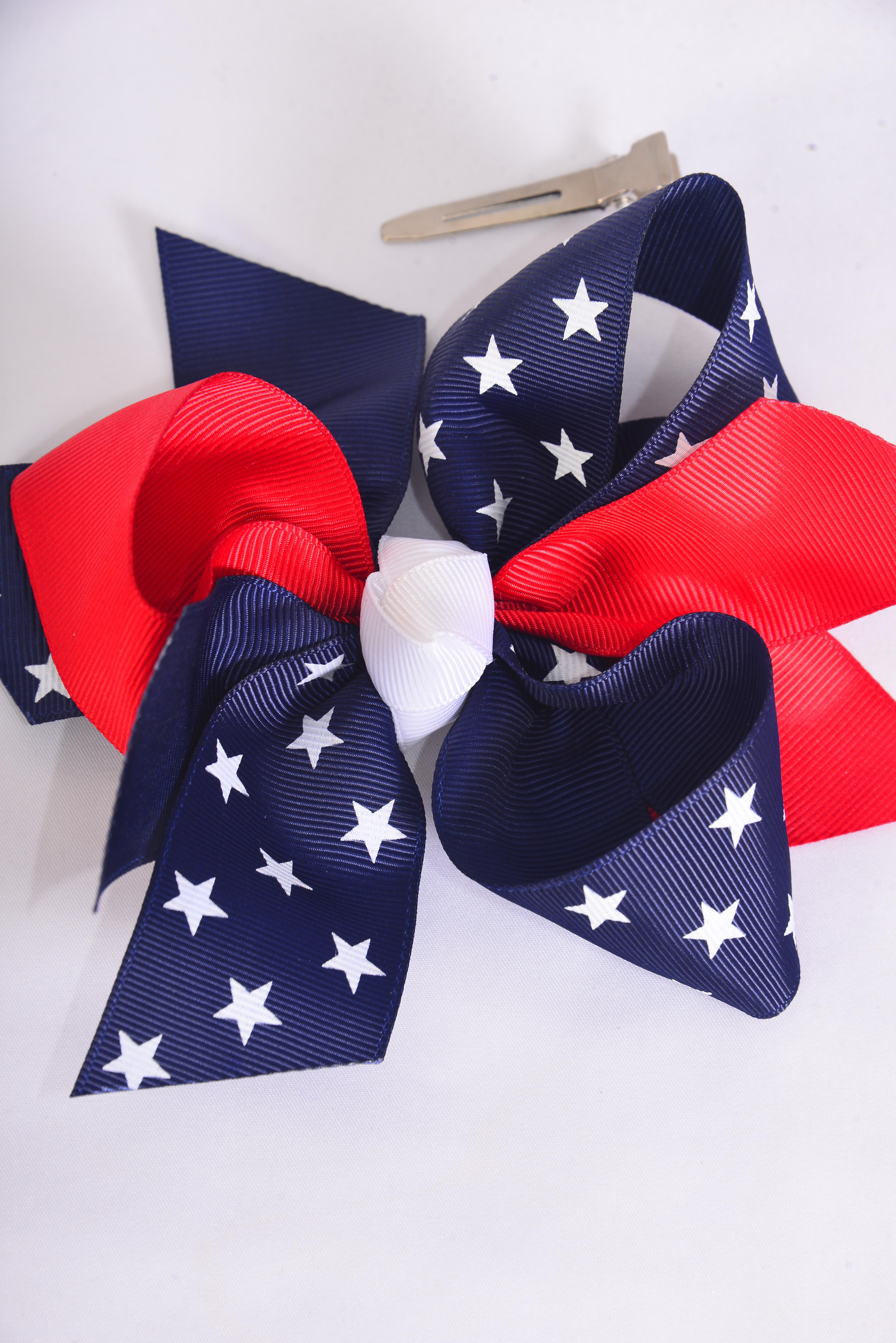 Hair Bow Jumbo Patriotic Star Grosgrain Bow-tie / 12 pcs Bow = Dozen ...