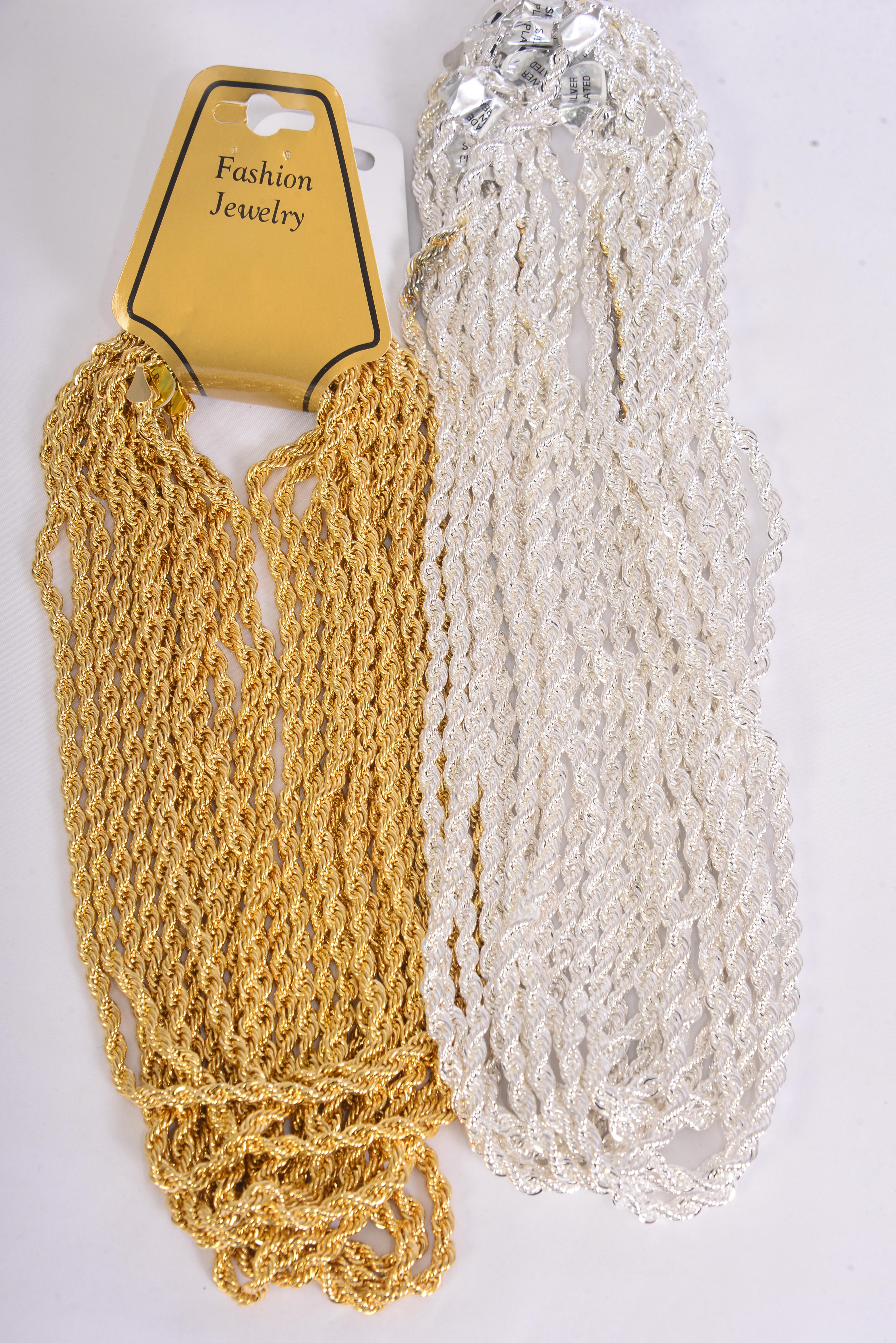 Necklace Rope Chain 4 mm Wide 20 inch Long / 12 pcs = Dozen Size-20 ...