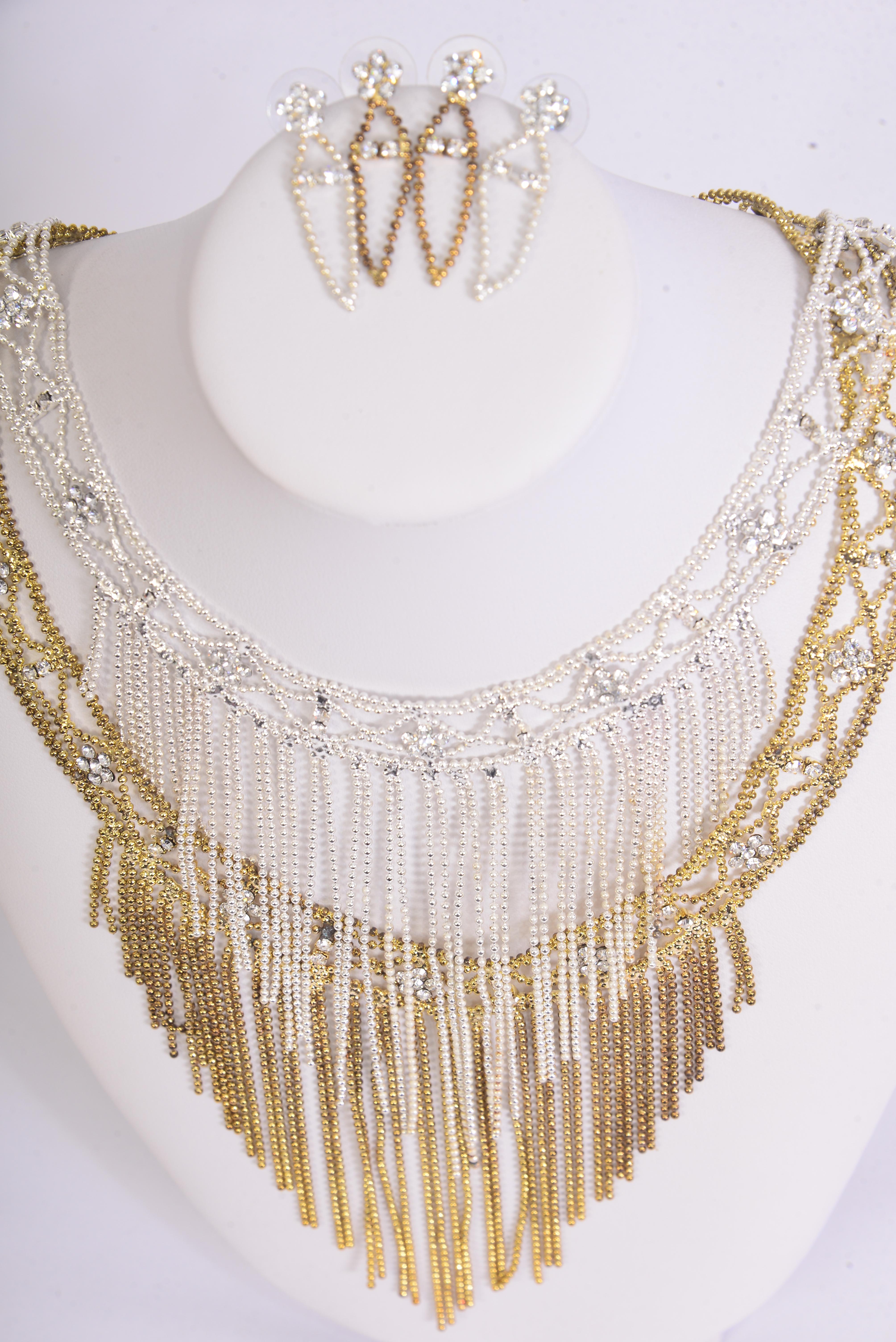 Necklace Sets Mesh Chain Flower Rhinestones / Sets Post , 18" w ...