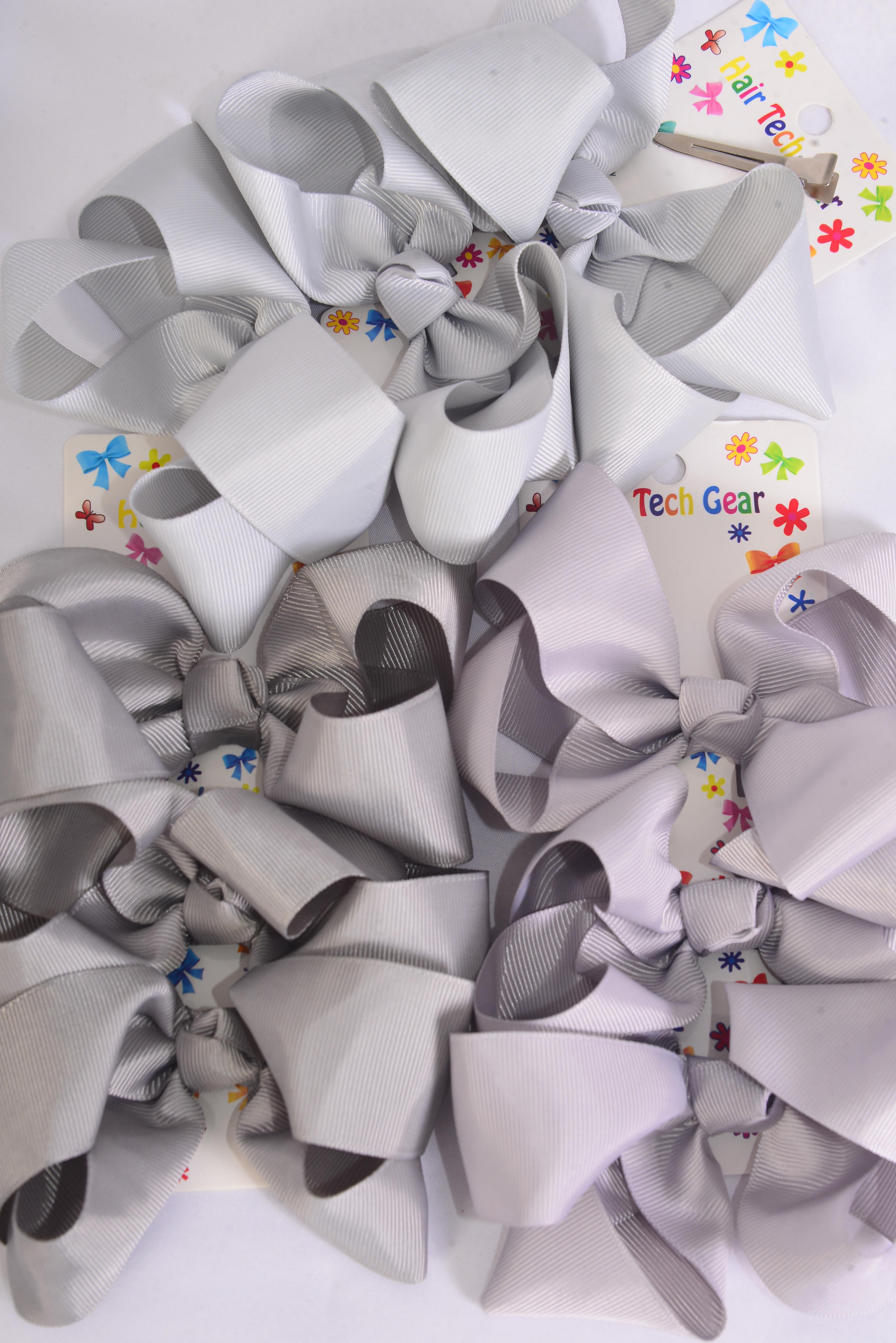 Hair Bows Large 36 pcs Grosgrain Bow-tie Gray Mix / 12 card = Dozen ...