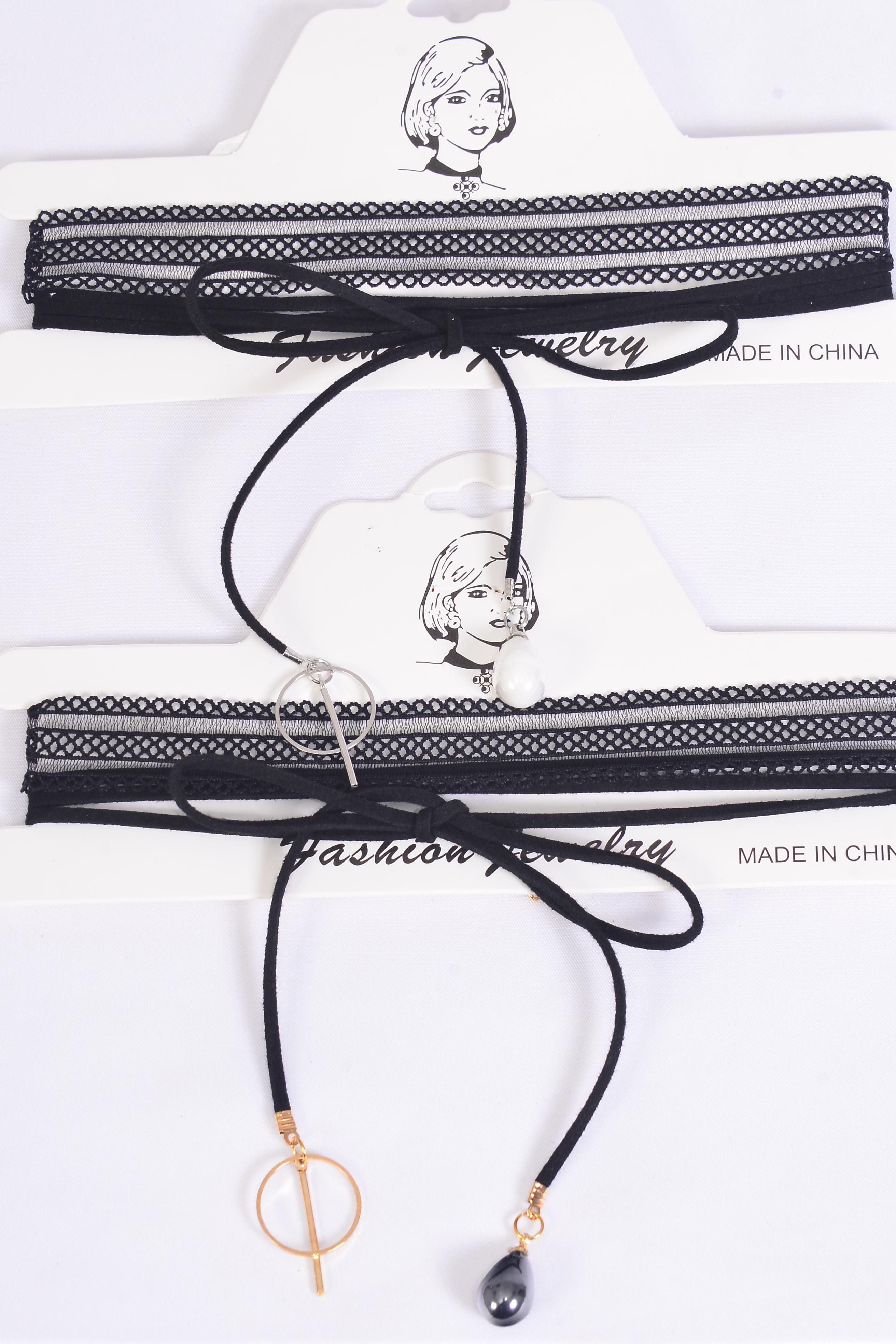 Necklace Choker 24 Lace Stretch & Faux Suede Cord String Wrap Bolo Tie ...