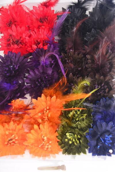 Flowers 24 pcs Glitter Trim Feathers Dark Multi / 24 pcs Flower = Dozen ...