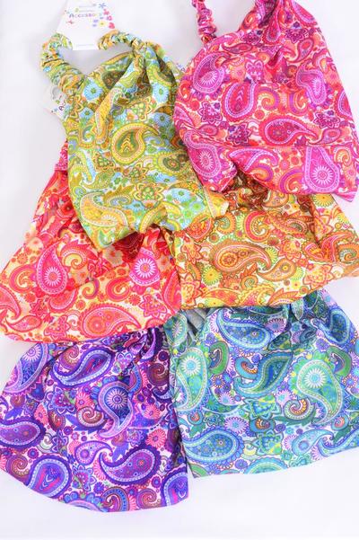 Headband Turban Wide Cotton Stretchy Paisley Pattern Mix / 12 pcs ...