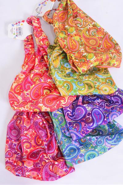 Headband Turban Wide Cotton Stretchy Paisley Pattern Mix / 12 pcs ...