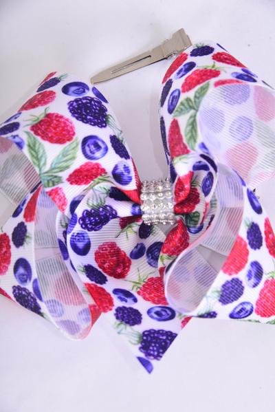 Hair Bow Jumbo Raspberry Blackberry Blueberry Mix Grosgrain Bow-tie ...