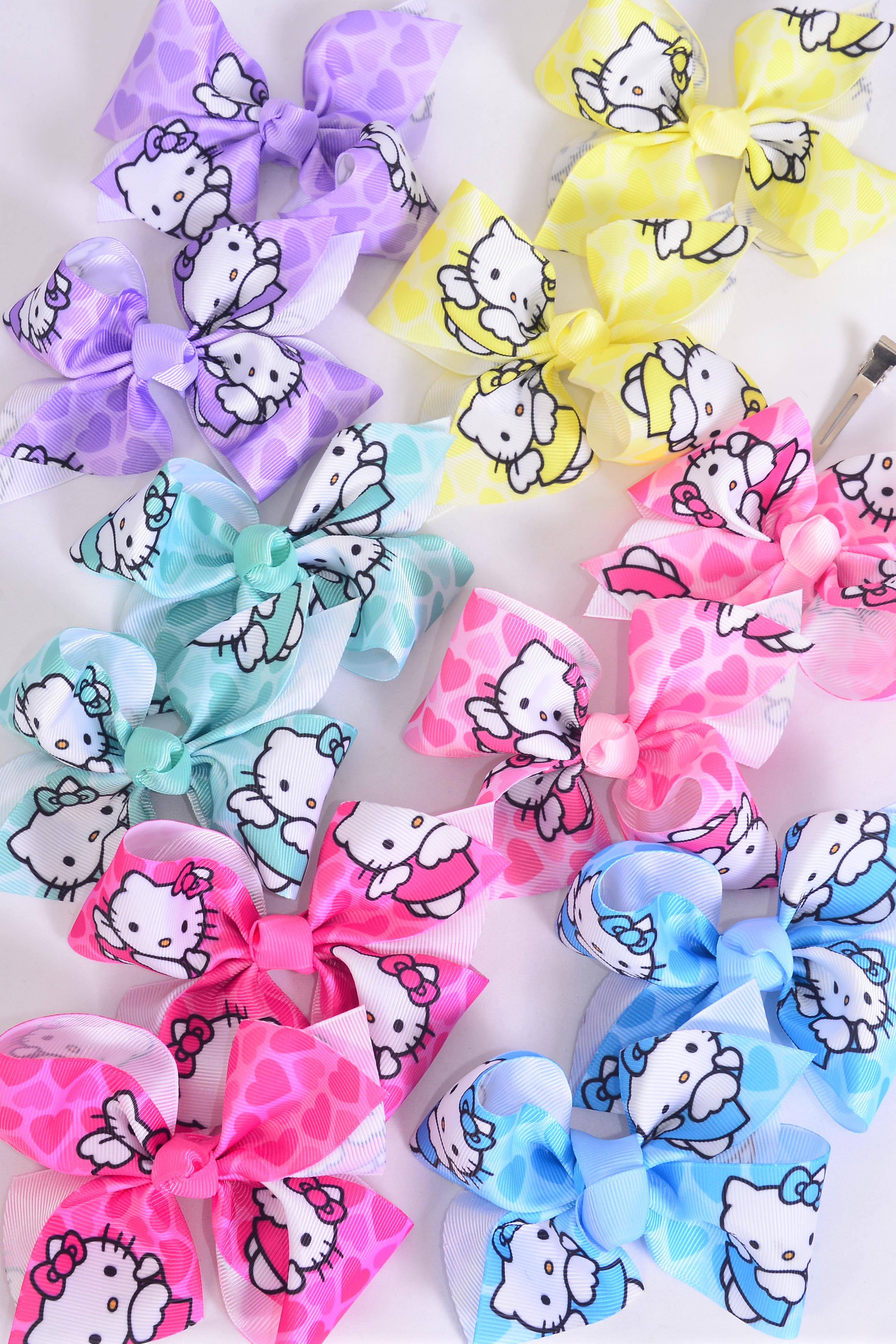 Hair Bow 24 pcs Cute Kitty Pastel Grosgrain Bow-tie / 24 pcs Bow ...