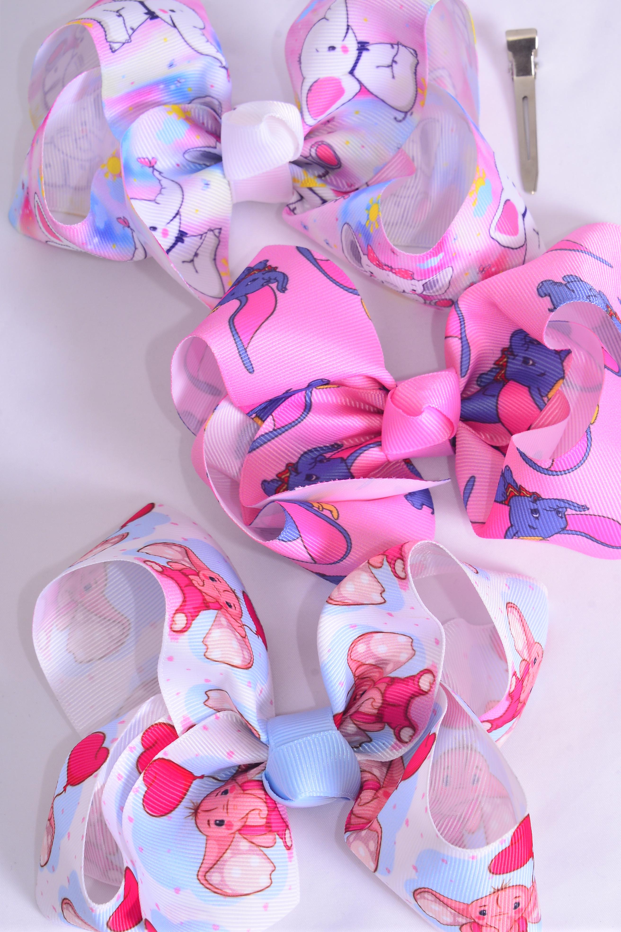 Hair Bow Jumbo Cute Baby Elephants Grosgrain Bow-tie / 12 pcs Bow ...