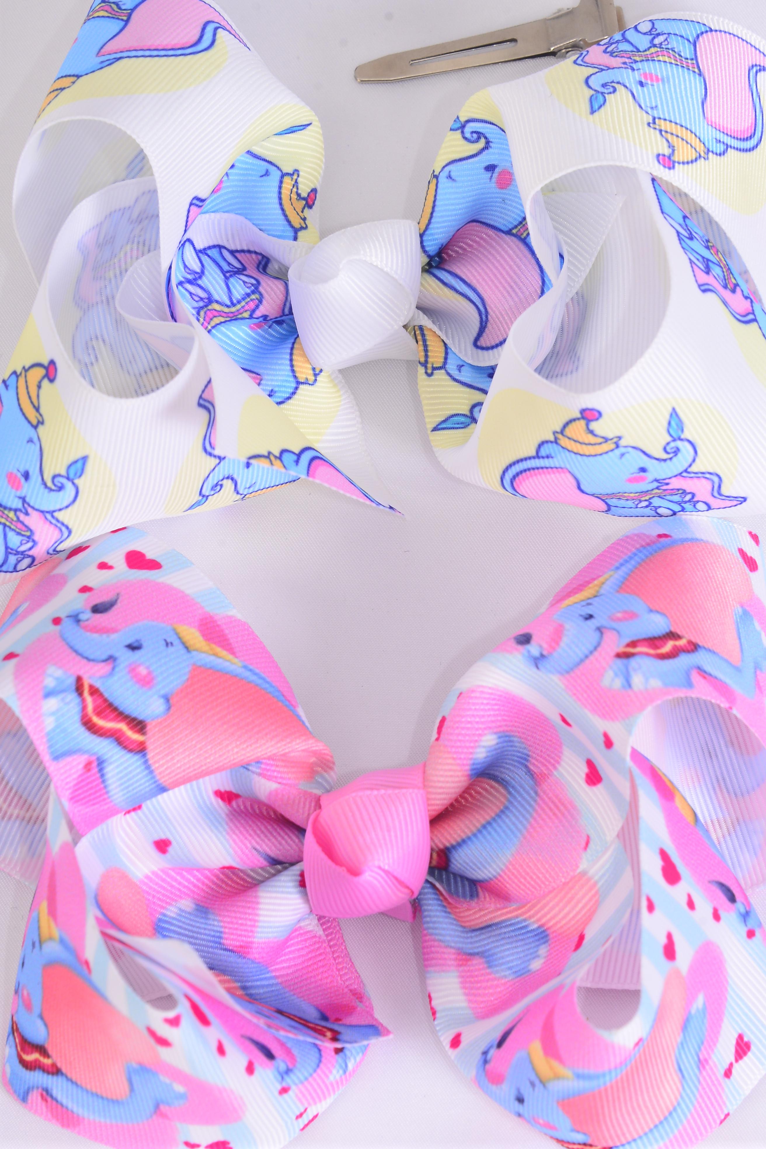 Hair Bow Jumbo Cute Baby Elephant Grosgrain Bow-tie / 12 pcs Bow ...