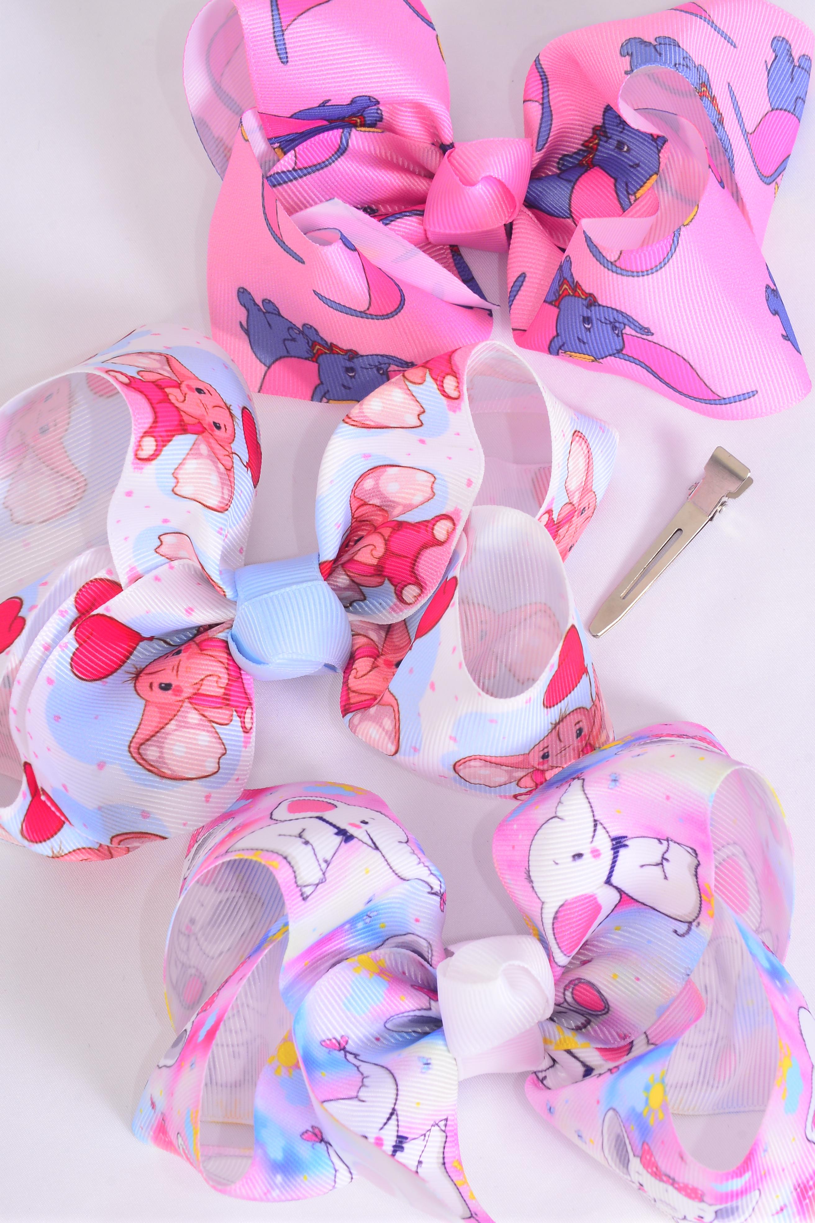 Hair Bow Jumbo Cute Baby Elephants Grosgrain Bow-tie / 12 pcs Bow ...