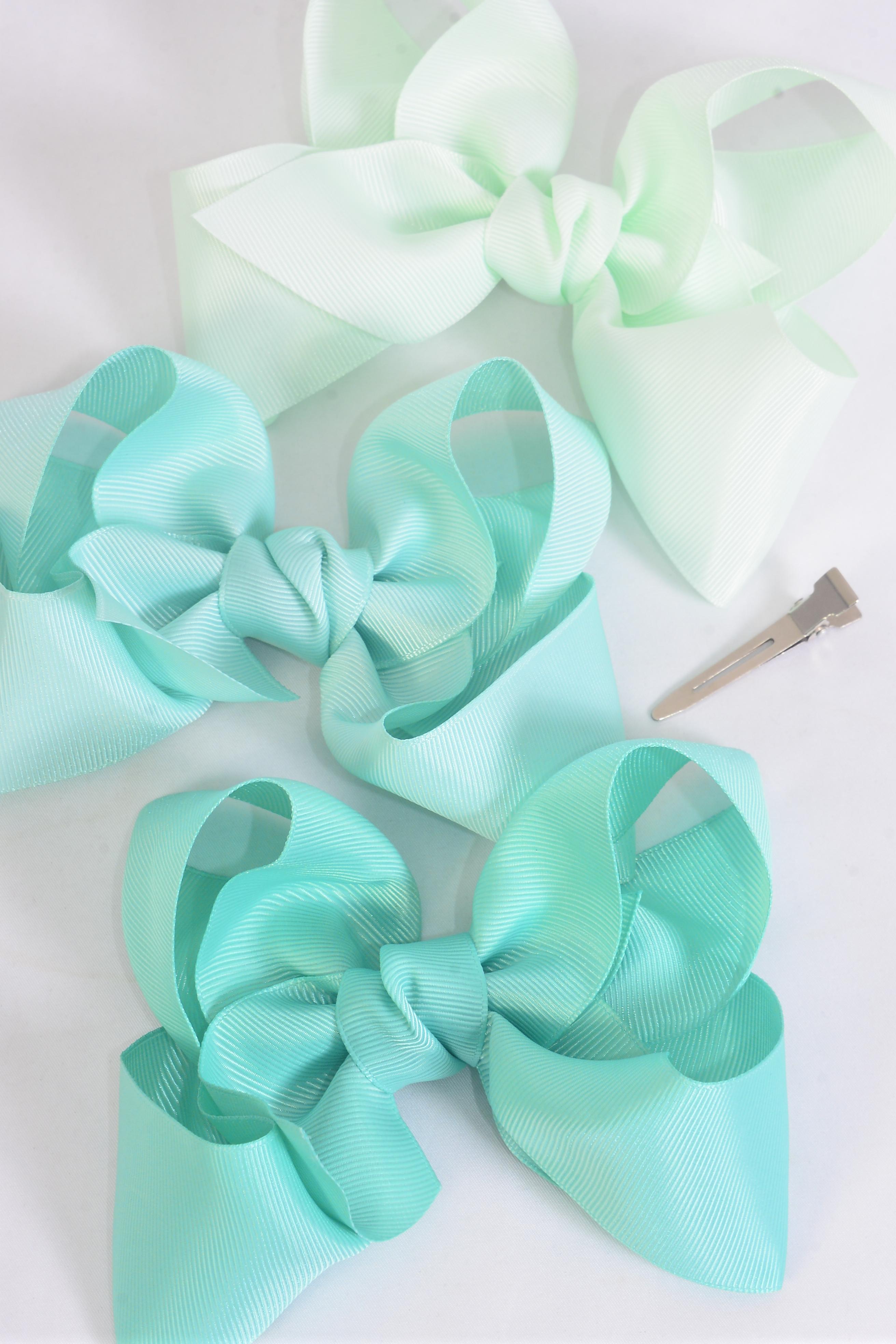Hair Bow Jumbo Mint Green Mix Grosgrain Bow-tie / 12 pcs Bow = Dozen ...