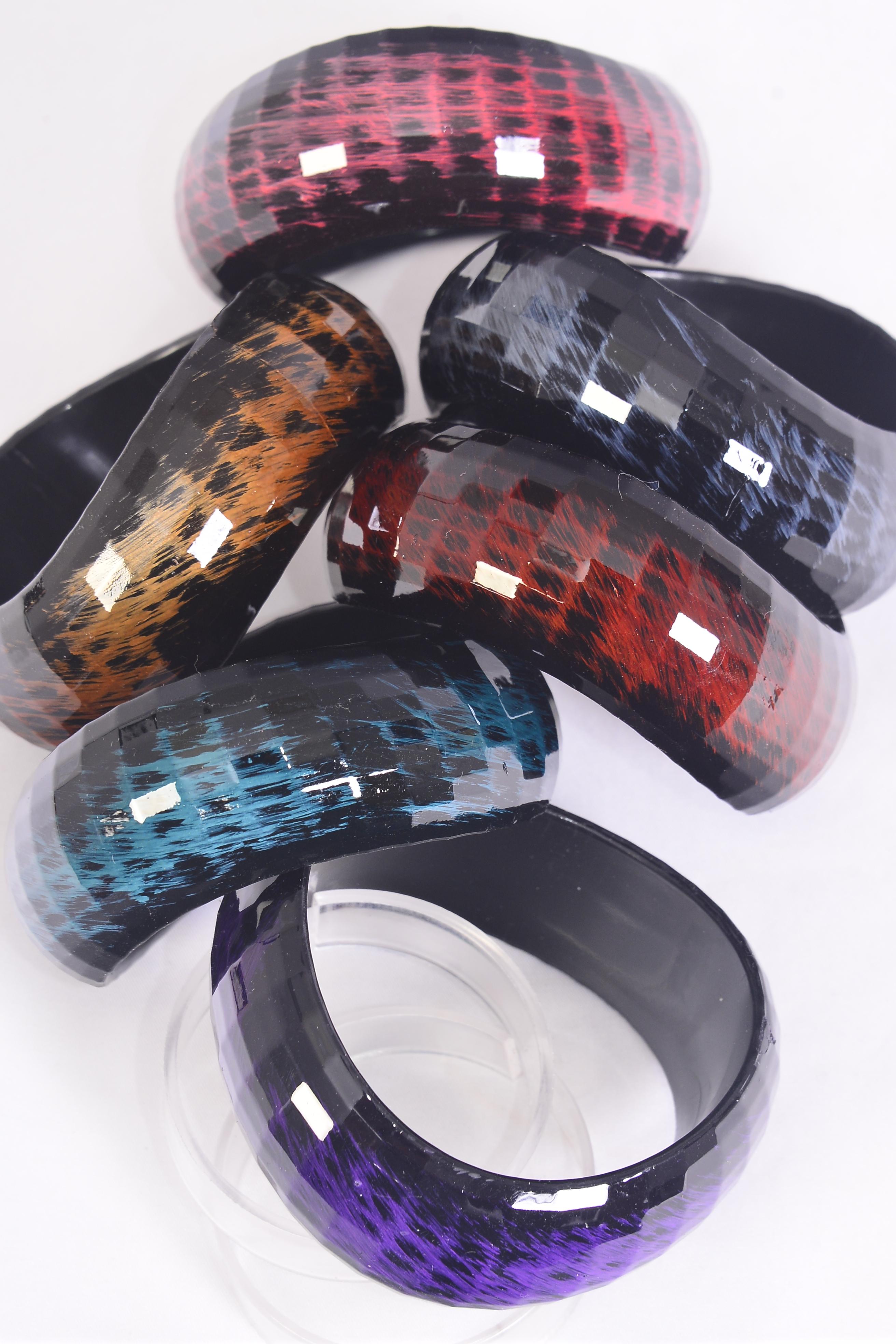 Bracelet Bangle Acrylic Fall Wave Multi / 12 pcs = Dozen Multi , Size ...