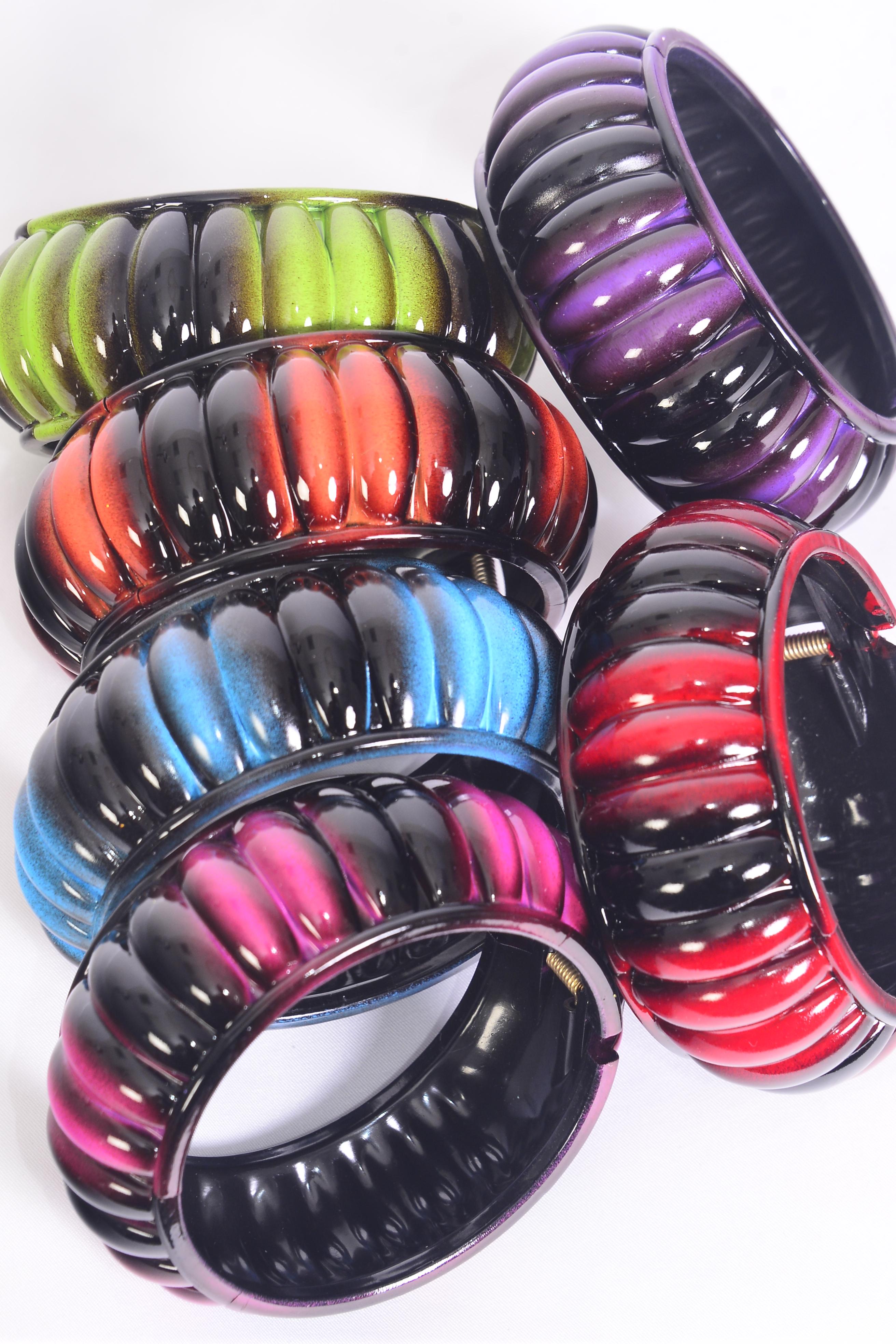 Bracelet Bangle Hinge Acrylic 2 tone Multi / 12 pcs = Dozen Multi ...