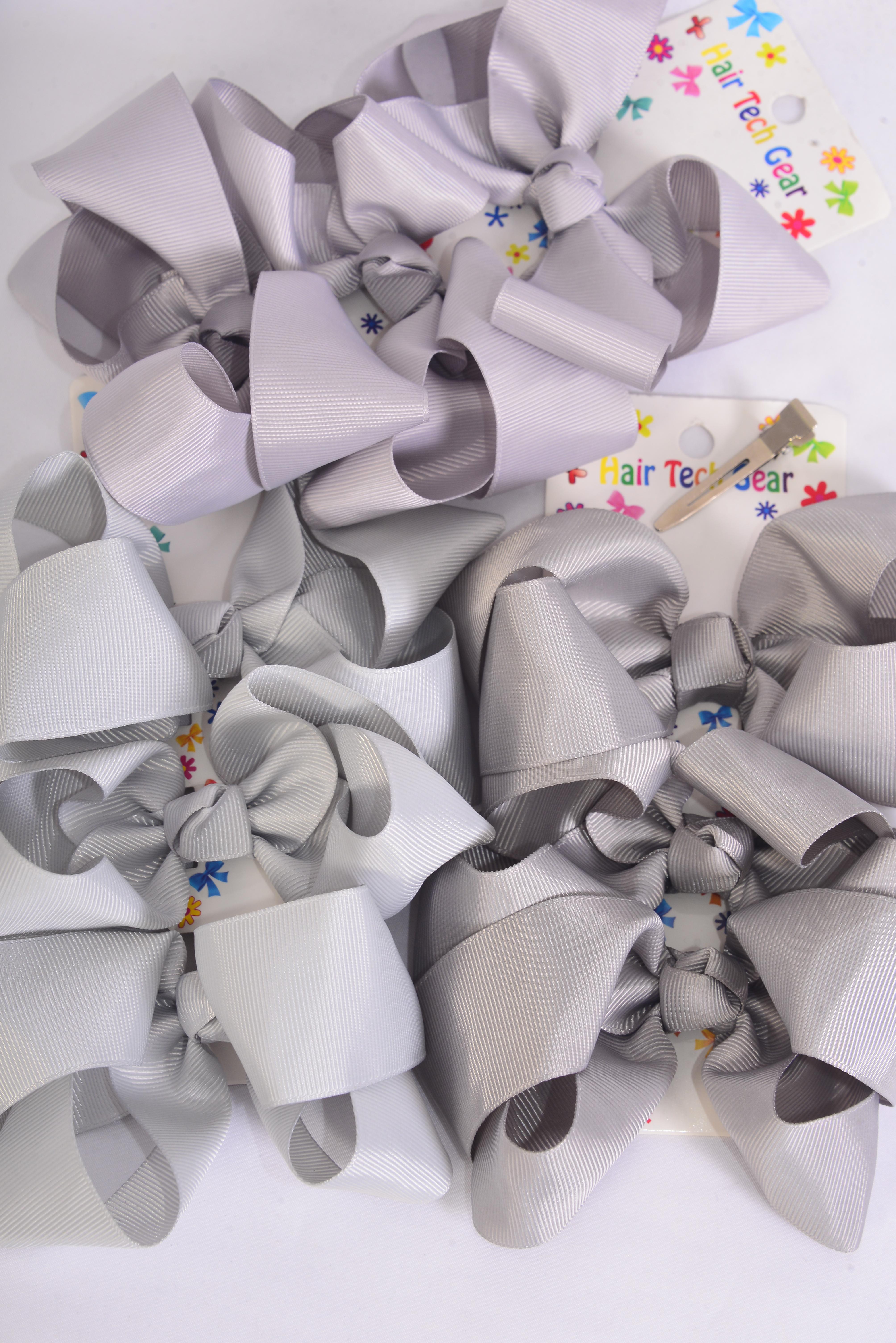 Hair Bows Large 36 pcs Grosgrain Bow-tie Gray Mix / 12 card = Dozen ...