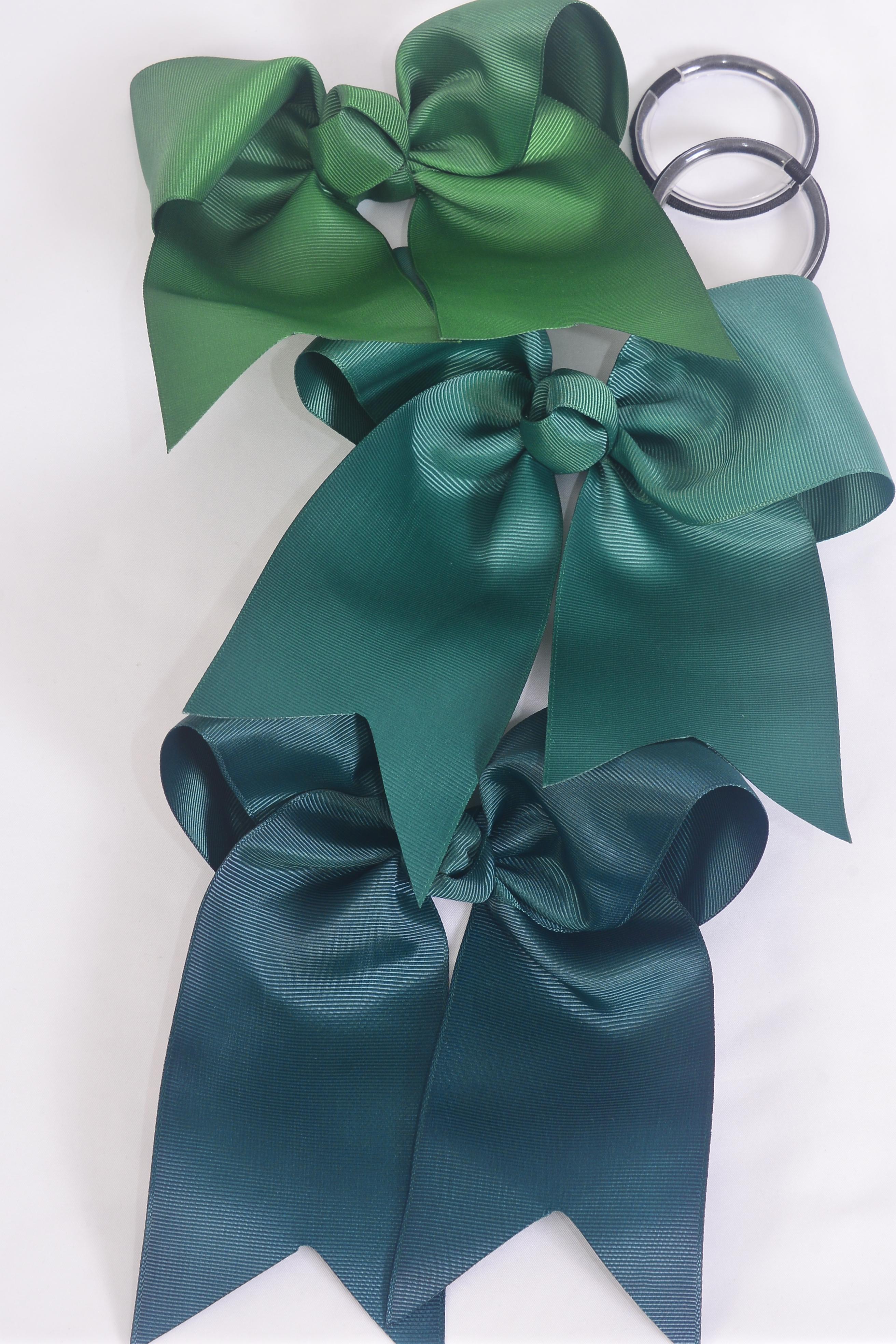 Hair Bow Extra Jumbo Long Tail Cheer Type Bow Hunter Green Elastic ...