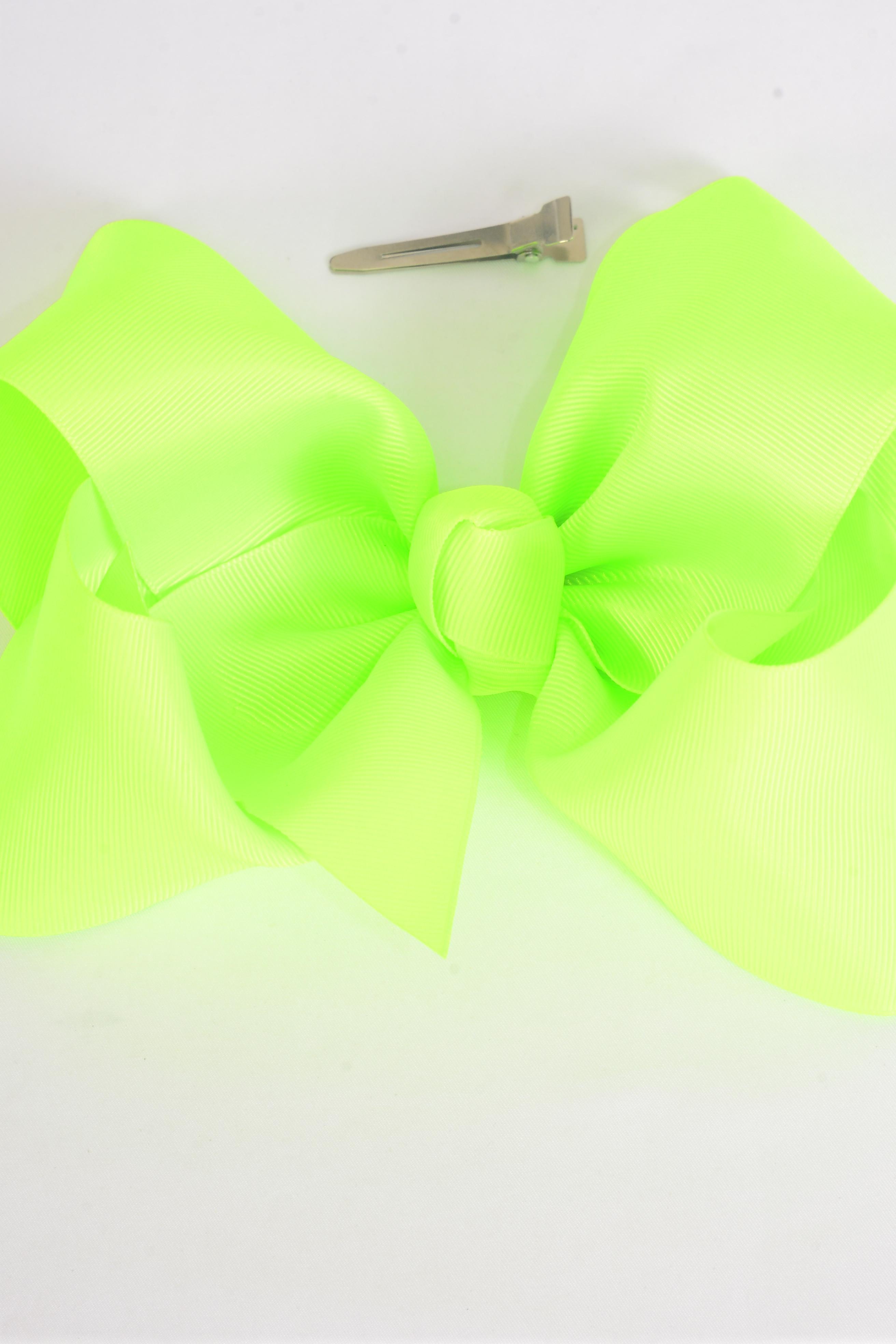 Hair Bow Extra Jumbo Cheer Type Bow Neon Green Grosgrain Bow-tie / 12 ...