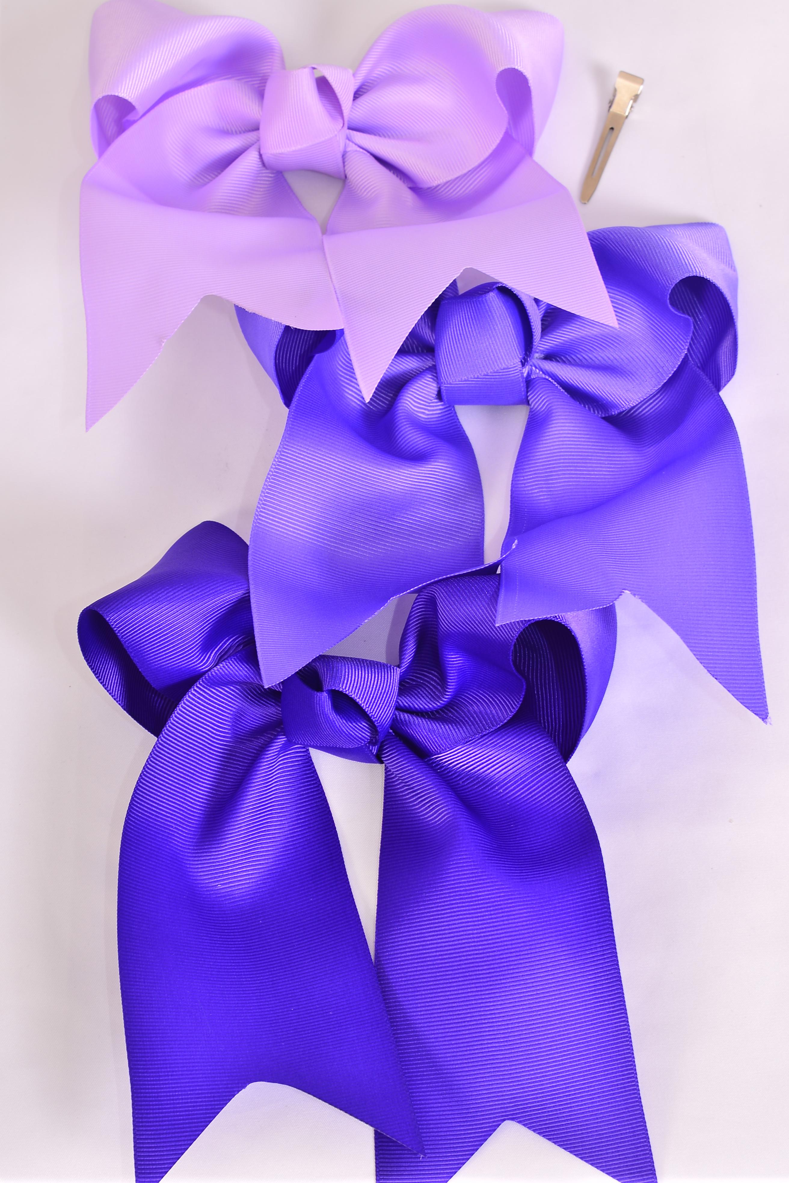 Hair Bow Extra Jumbo Long Tail Cheer Type Bow Purple Mix Grosgrain Bow ...