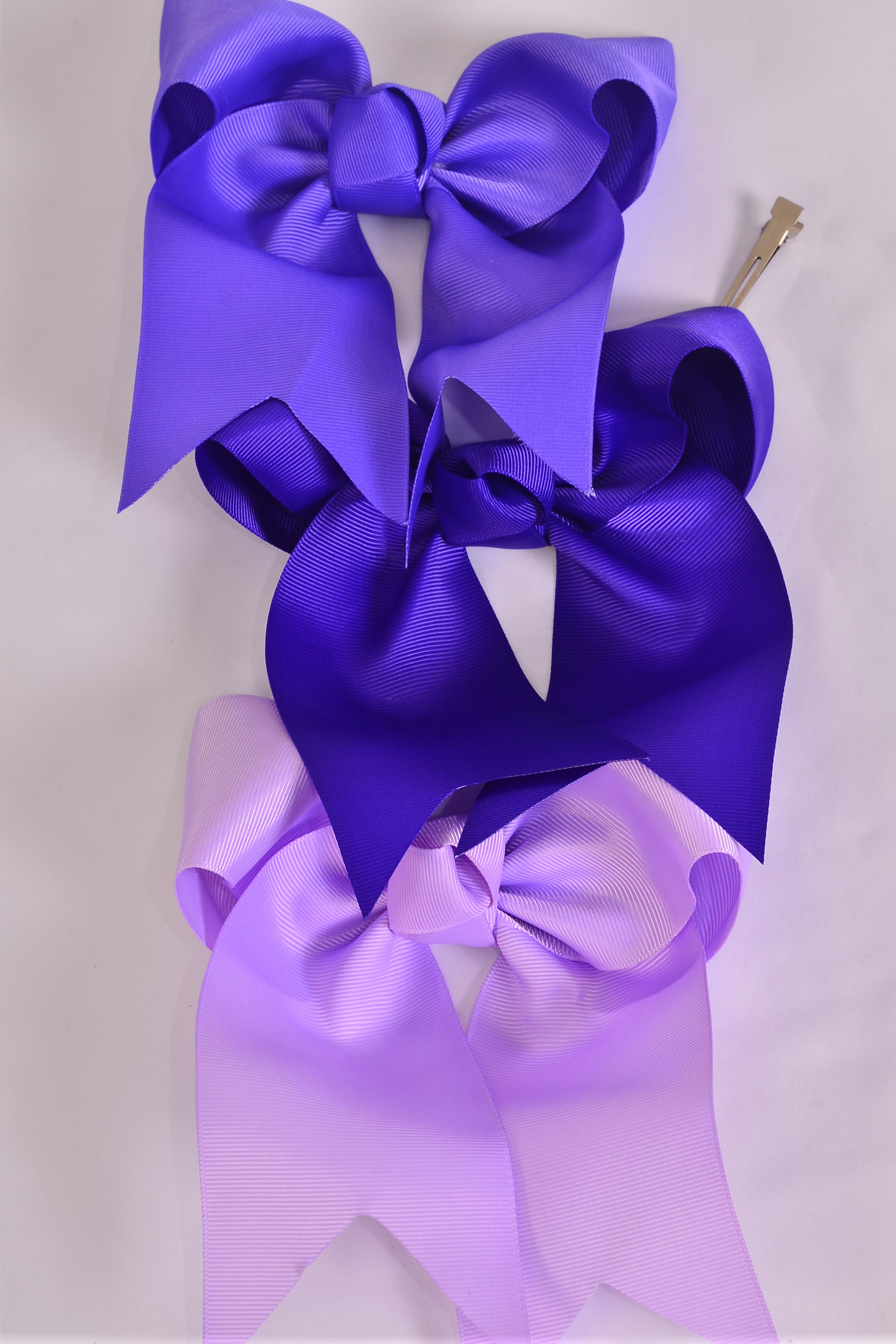 Hair Bow Extra Jumbo Long Tail Cheer Type Bow Purple Mix Grosgrain Bow ...