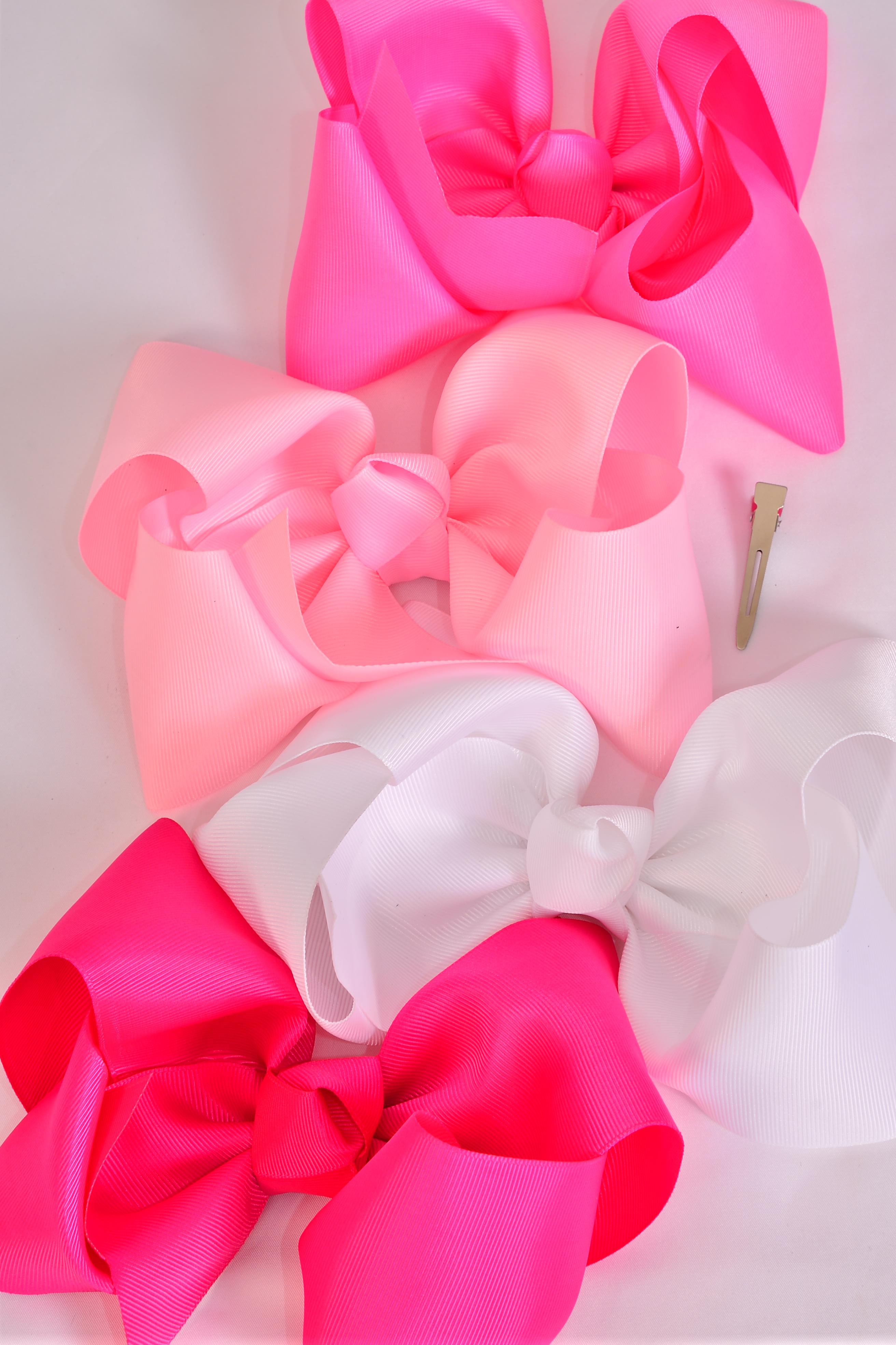 Hair Bow Jumbo Pink Mix Grosgrain Bow-tie / 12 pcs Bow = Dozen Pink Mix ...