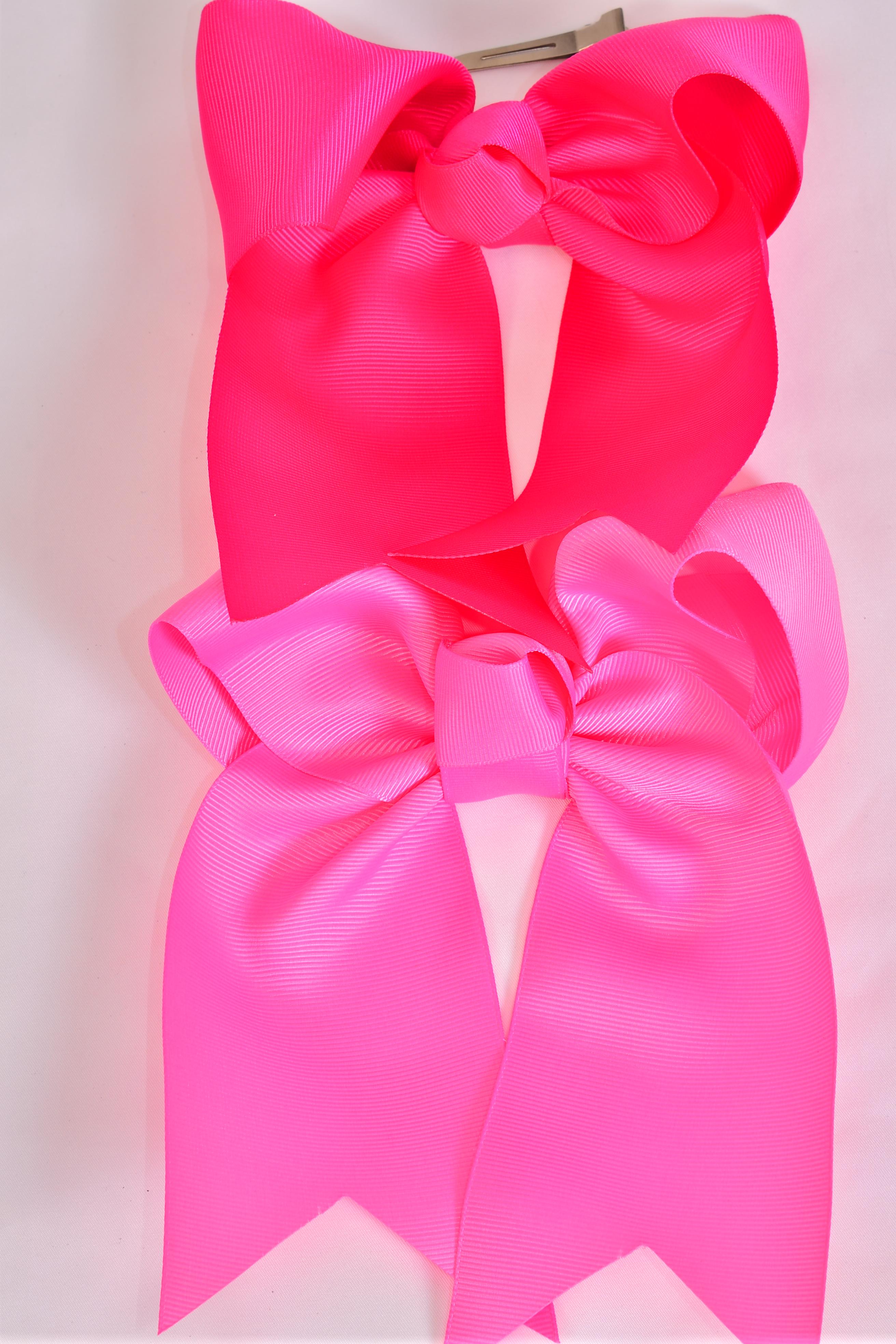 Hair Bow Extra Jumbo Long Tail Cheer Type Bow Hot Pink Fuchsia Color ...