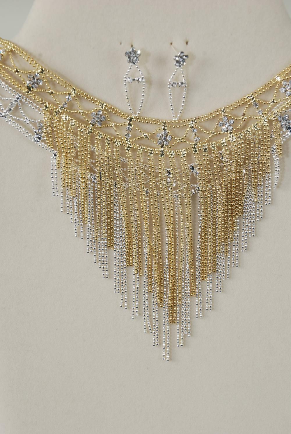 Necklace Sets Mesh Chain Flower Rhinestones / Sets Post , 18" w ...