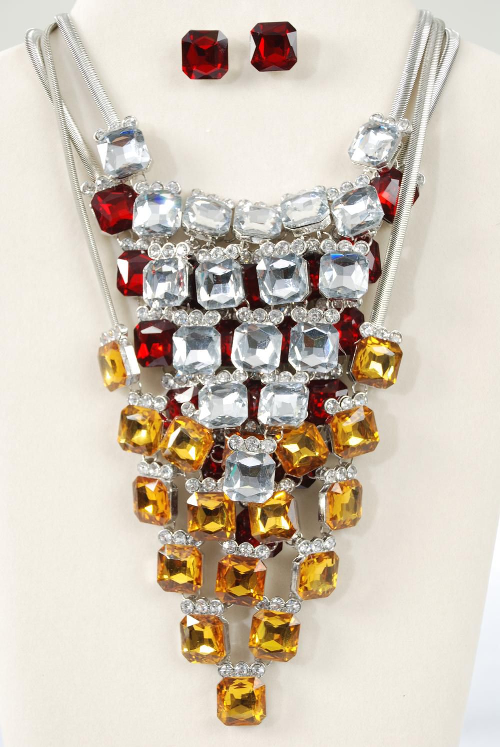 Necklace Sets Fancy Octagon Glass Rhinestones / 12 sets = Dozen Post ...