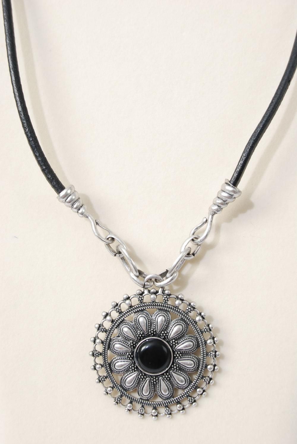 Necklace Thick Black Real Leather Cord Real Semiprecious Pendant / PC ...