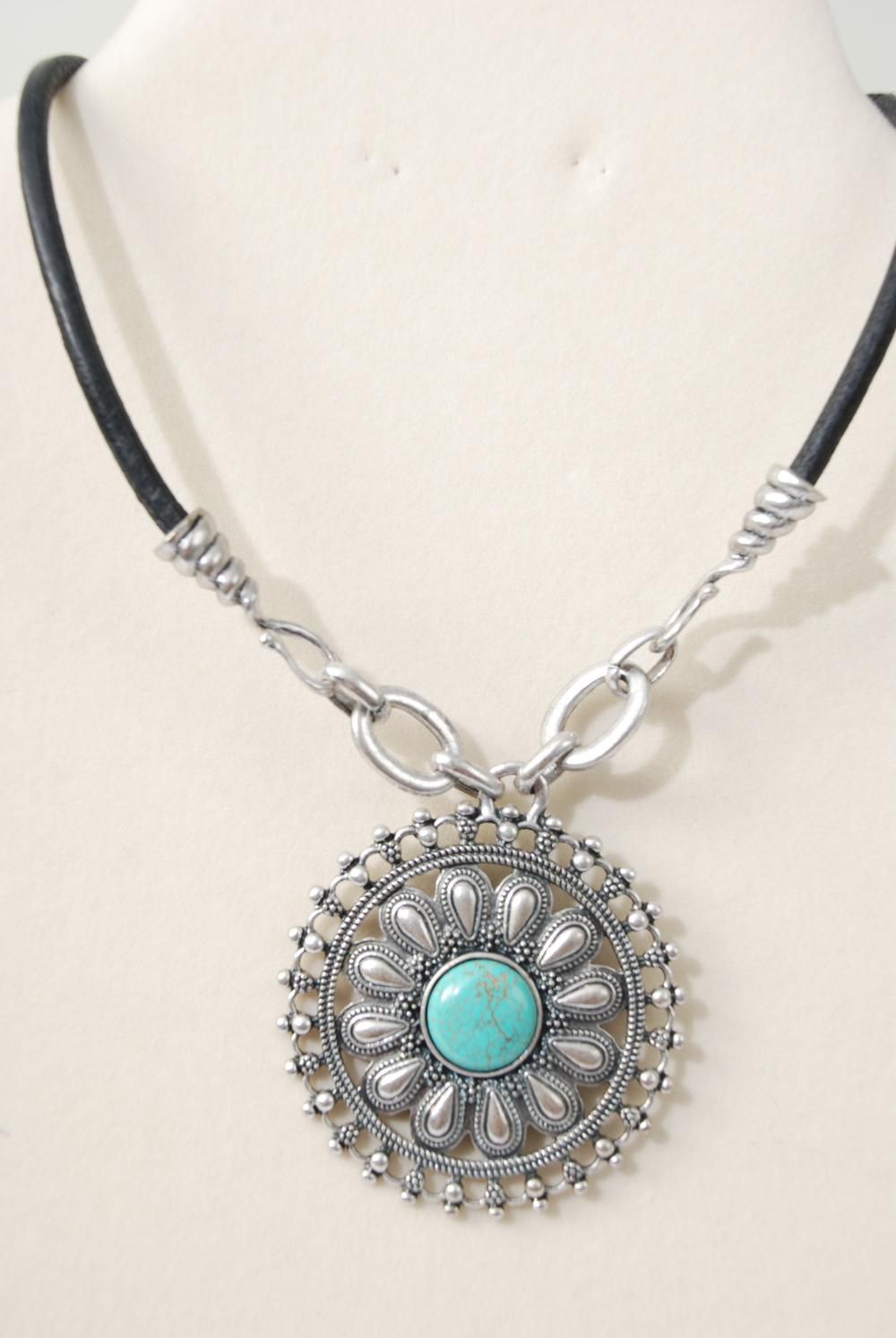 Necklace Thick Black Real Leather Cord Real Semiprecious Pendant / PC ...