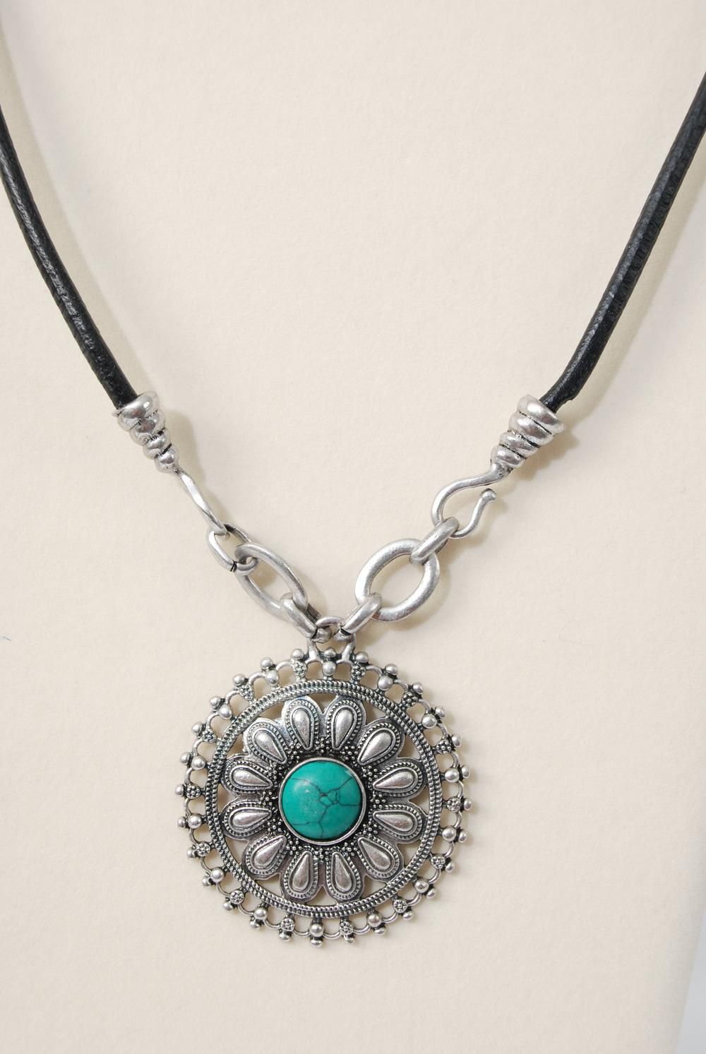 Necklace Thick Black Real Leather Cord Real Semiprecious Pendant / PC ...
