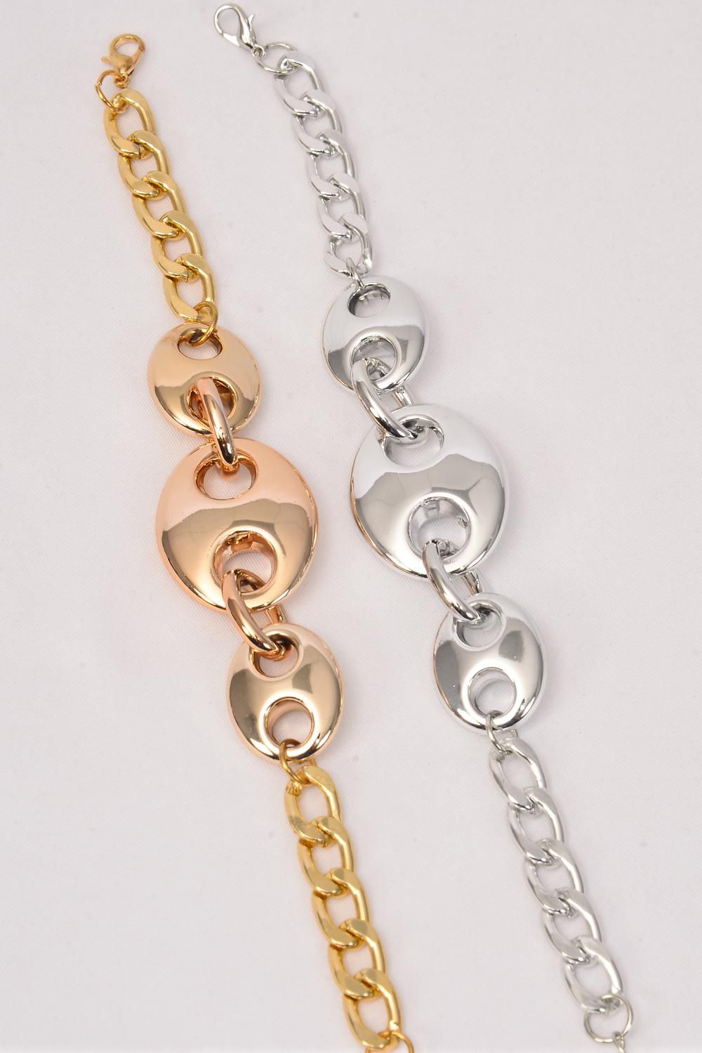 Bracelet Chain Style Gold Silver Mix / 12 pcs = Dozen W Extension Chain ...