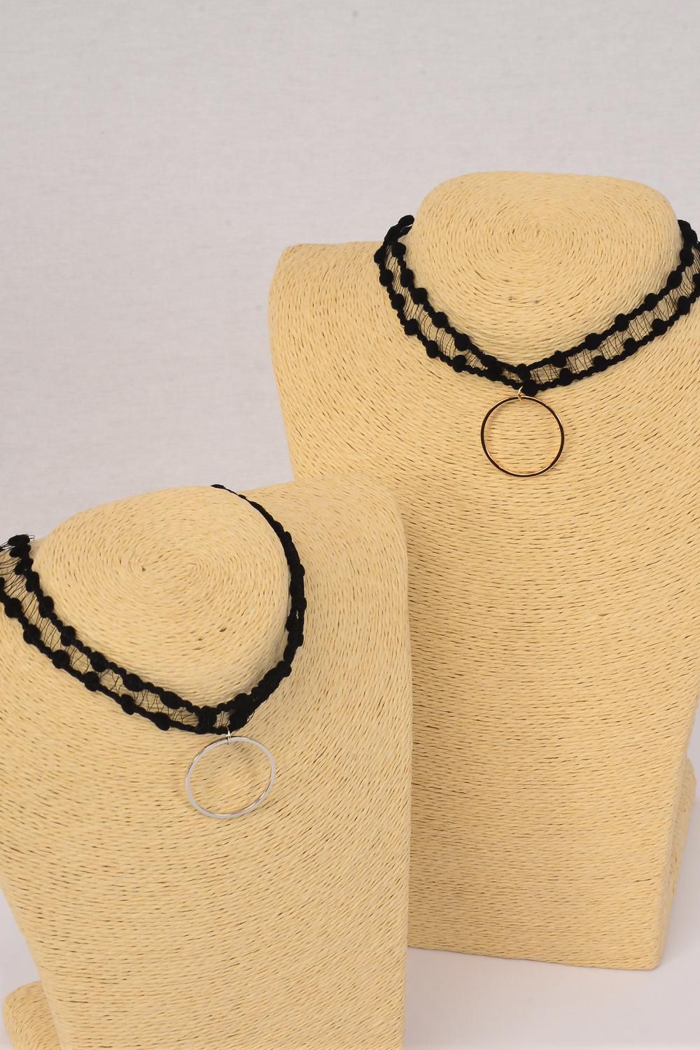 Necklace Choker Black Circle Pendant / 12 pcs = Dozen Width -1" Wide ...