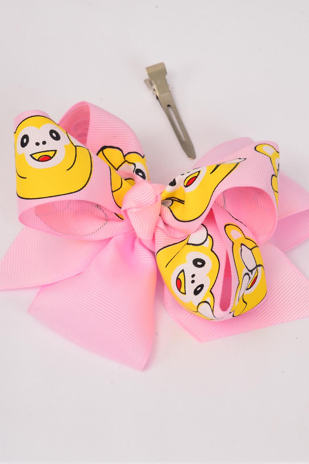 Hair Bow Jumbo Double Layered Cute Monkey Baby Pink Grosgrain Bow-tie ...
