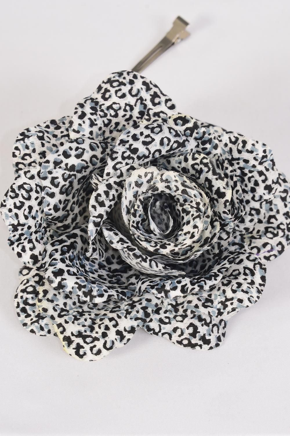 Flower Jumbo Rose Leopard Print Gray Leopard / 12 pcs Flower Dozen Gray ...