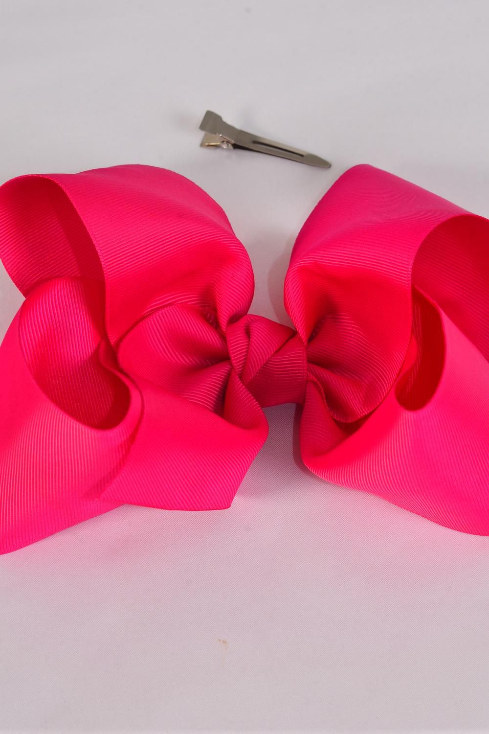 Hair Bow Extra Jumbo Cheer Type Bow Fuchsia Grosgrain Bow-tie / 12 pcs ...