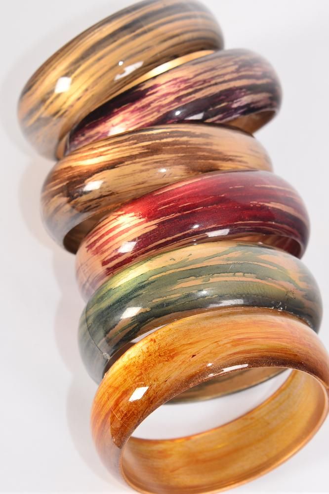 Bracelet Bangle Acrylic Brush Stroke Fall Neutral color Asst / 12 pcs ...