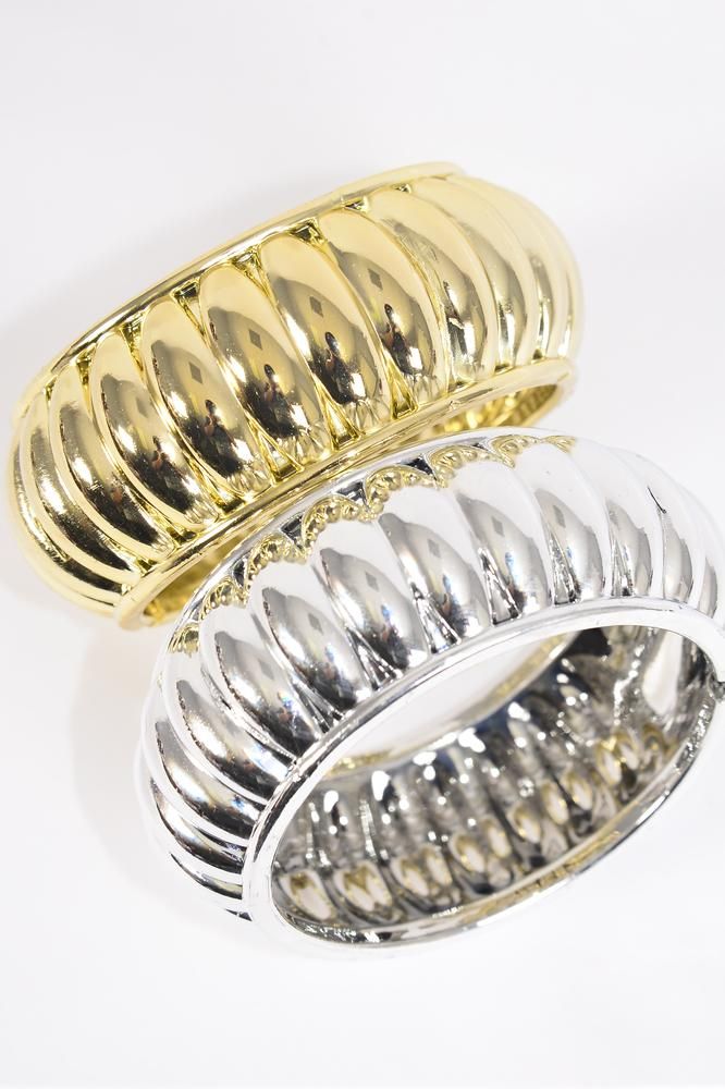 Bracelet Bangle Hinge Acrylic Ridged Gold Silver Mix / 12 pcs = Dozen ...
