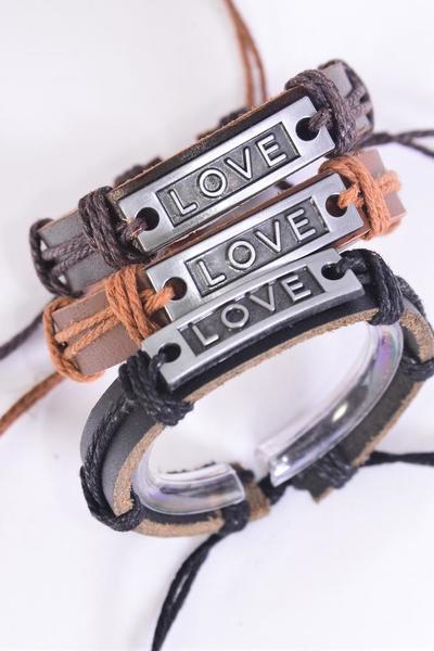 Bracelet Real Leather Band Love / 12 pcs = Dozen Unisex , Adjustable ...