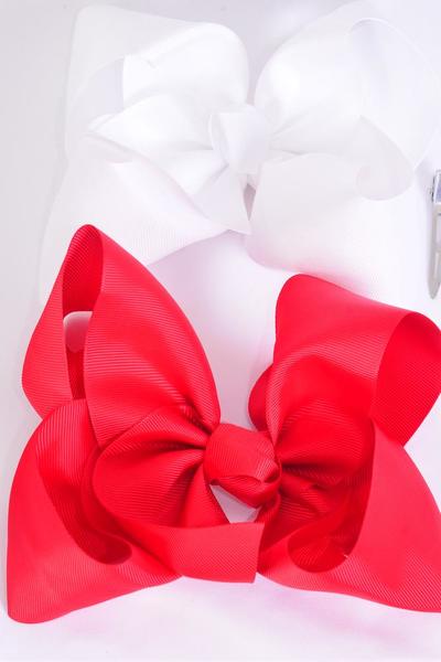 Hair Bow Extra Jumbo Cheer Type Bow Red White Mix Grosgrain Bow-tie ...