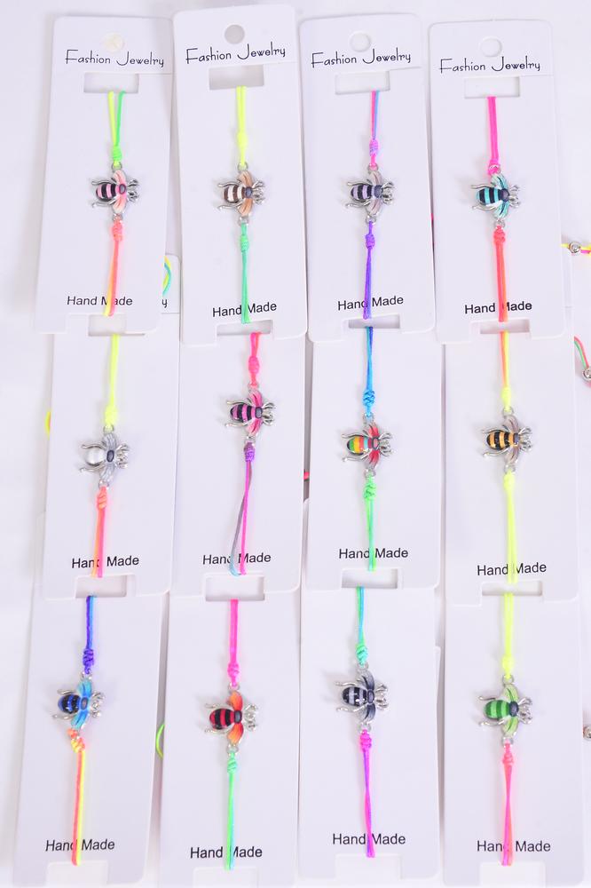 Bracelet Enamel Honey Bee Gradient Tiedye Strings Multi / 12 pcs ...