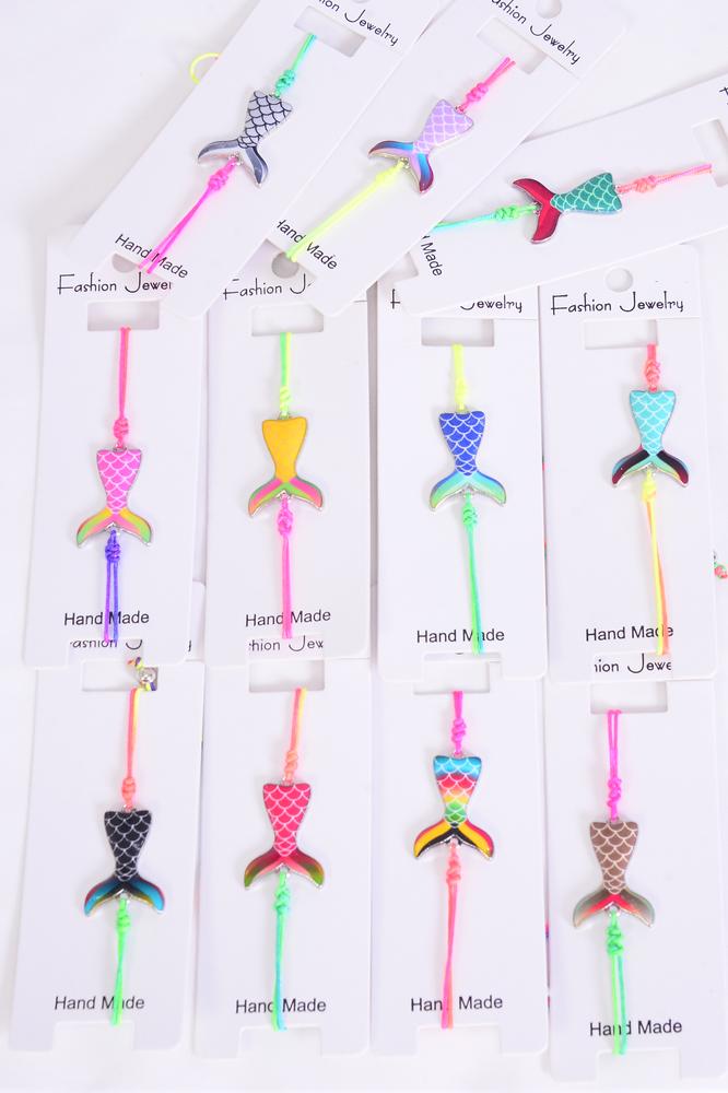 Bracelet Mermaid Tail Enamel Gradient Tiedye Strings Multi / 12 pcs ...