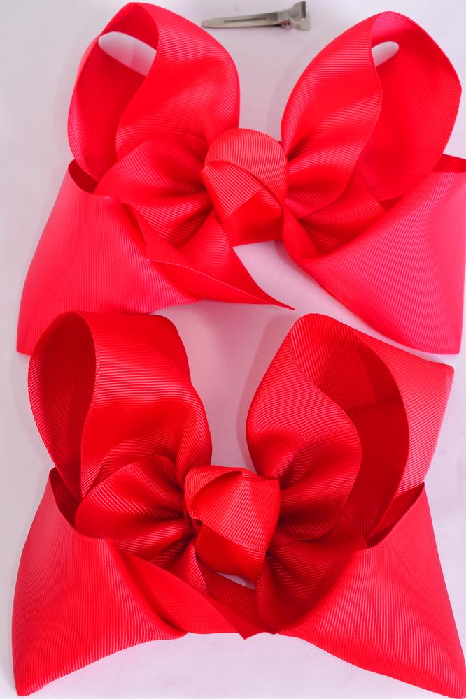 Hair Bow Extra Jumbo Cheer Type Bow Red Mix Grosgrain Bow-tie / 12 pcs ...