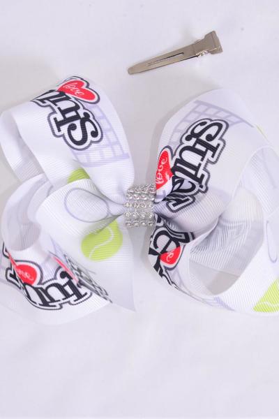 Hair Bow Jumbo Love Tennis Grosgrain Bow-tie / 12 pcs Bow = Dozen ...